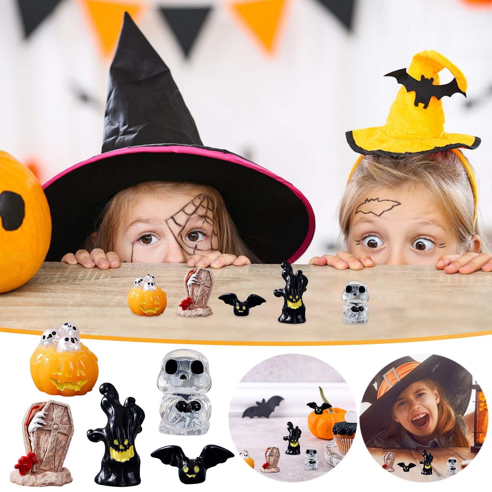 Luminous Mini Resin Ghost Cute Miniature Ghost Figurines Glow in The ...