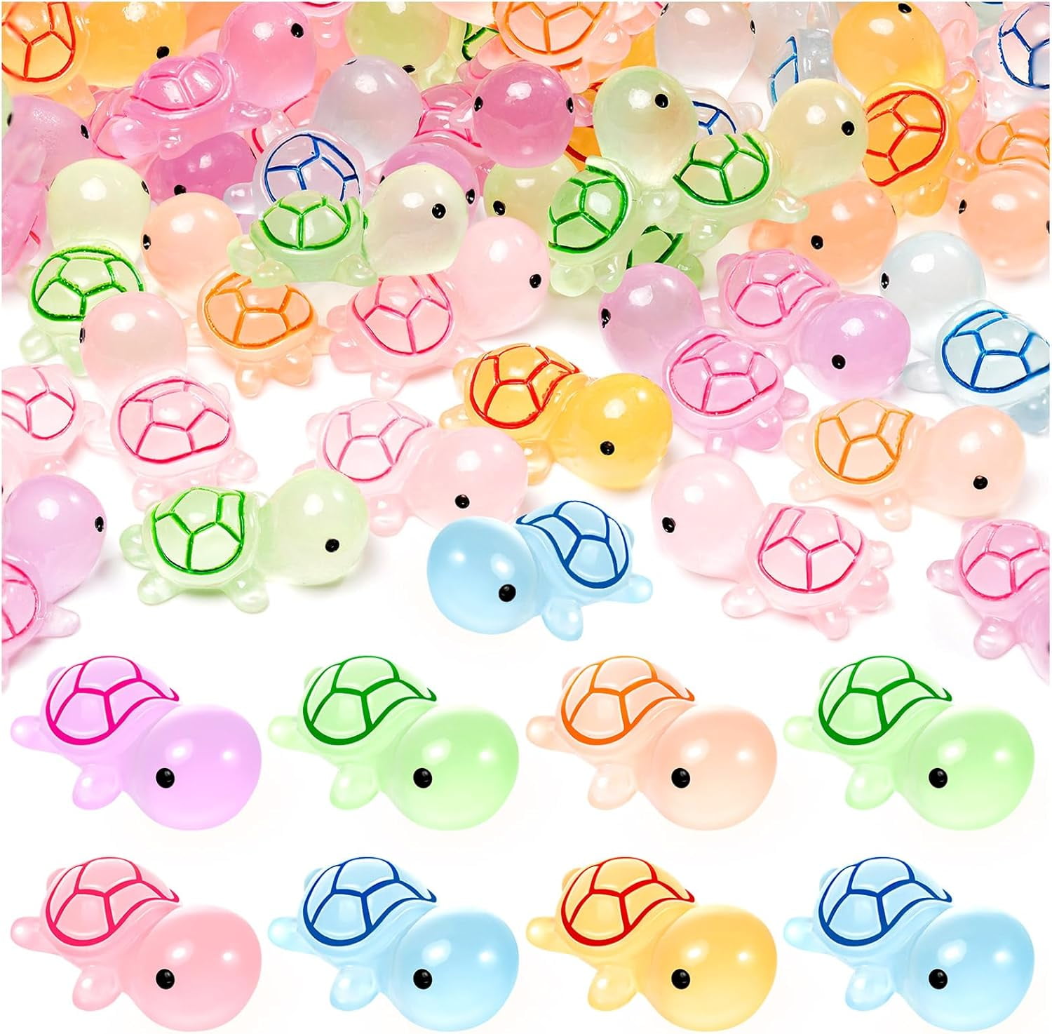Luminous Mini Resin Turtles, Glow in The Dark, Cute Tiny Turtles Bulk for Cake Toppers, Ocean ...
