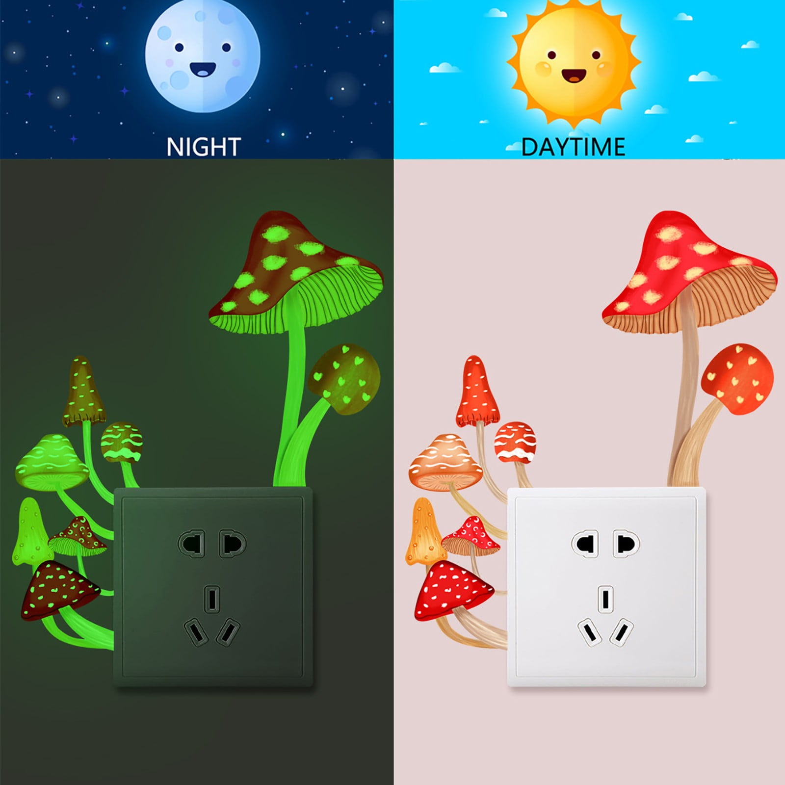 Luminous Mushroom Stickers Bedroom Living Room Children S Room Stickers ...