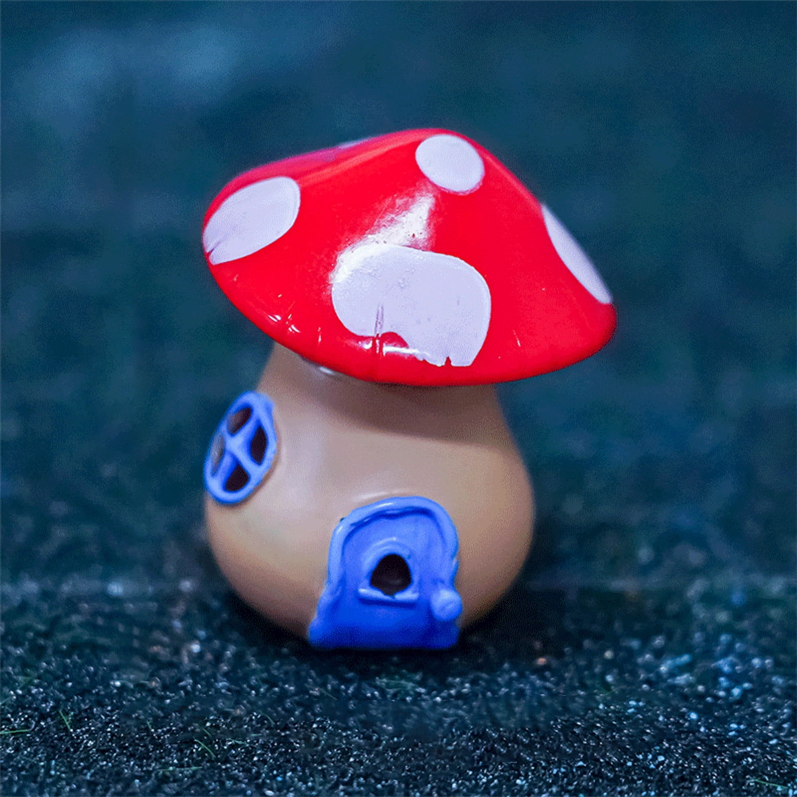 Luminous Mushrooms House LED Light Miniature Decoration Resin Material ...