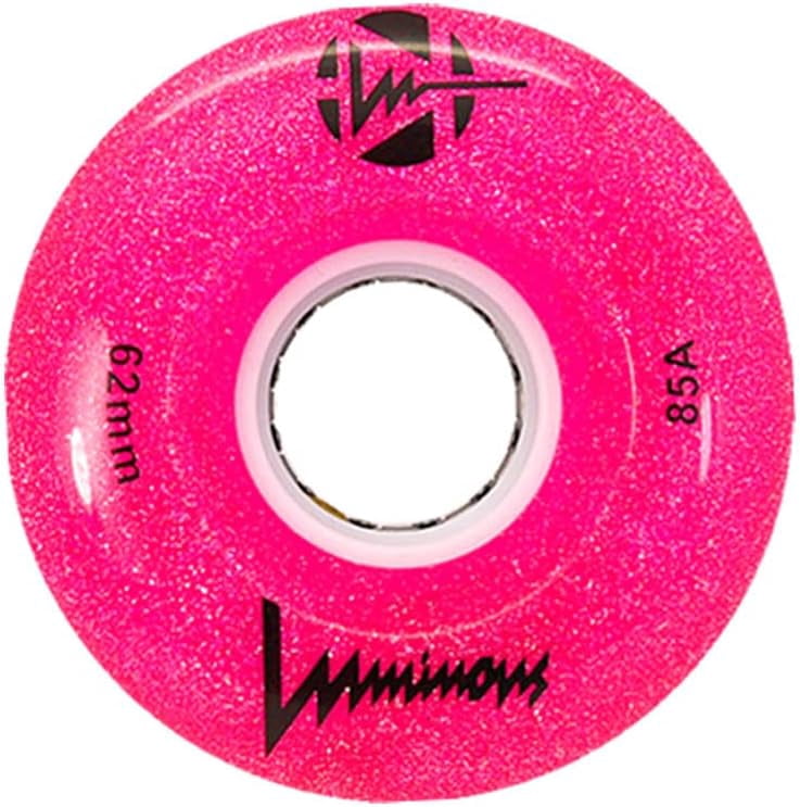 Luminous Pink Glitter Light-Up Quad Roller Skate Wheel (62mm) (Set of 4 ...