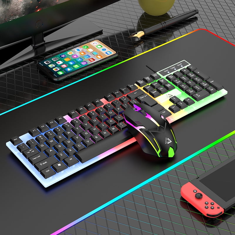 Luminous RGB Wired Gaming Keyboard and Mouse Set with Neutral Packaging ...
