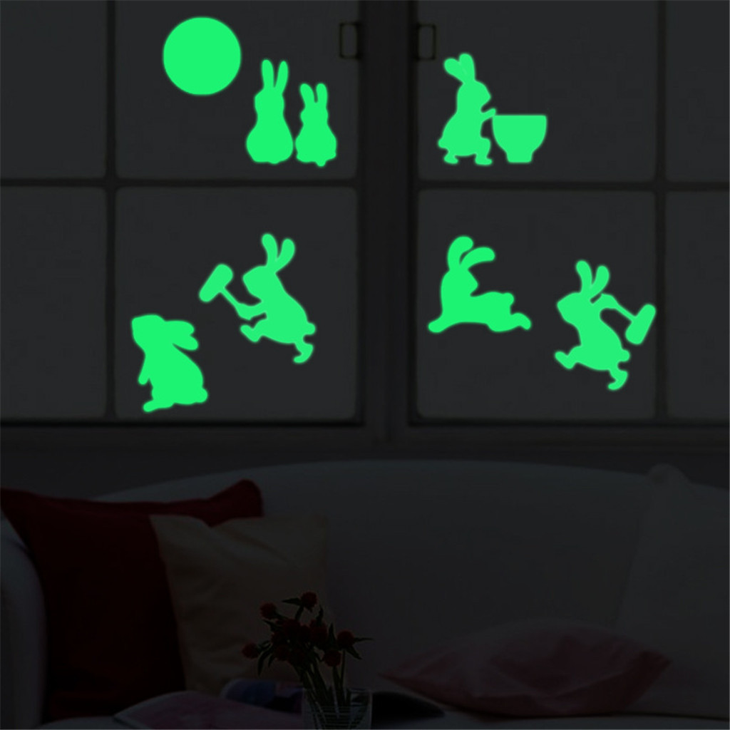 Luminous Rabbit Wall Stickers Glow in The Dark Bunny Wall Decal for Kid ...