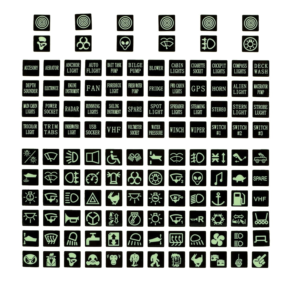 Luminous Rocker Switch Label PVC Car Sticker Truck Instrument Circuit ...