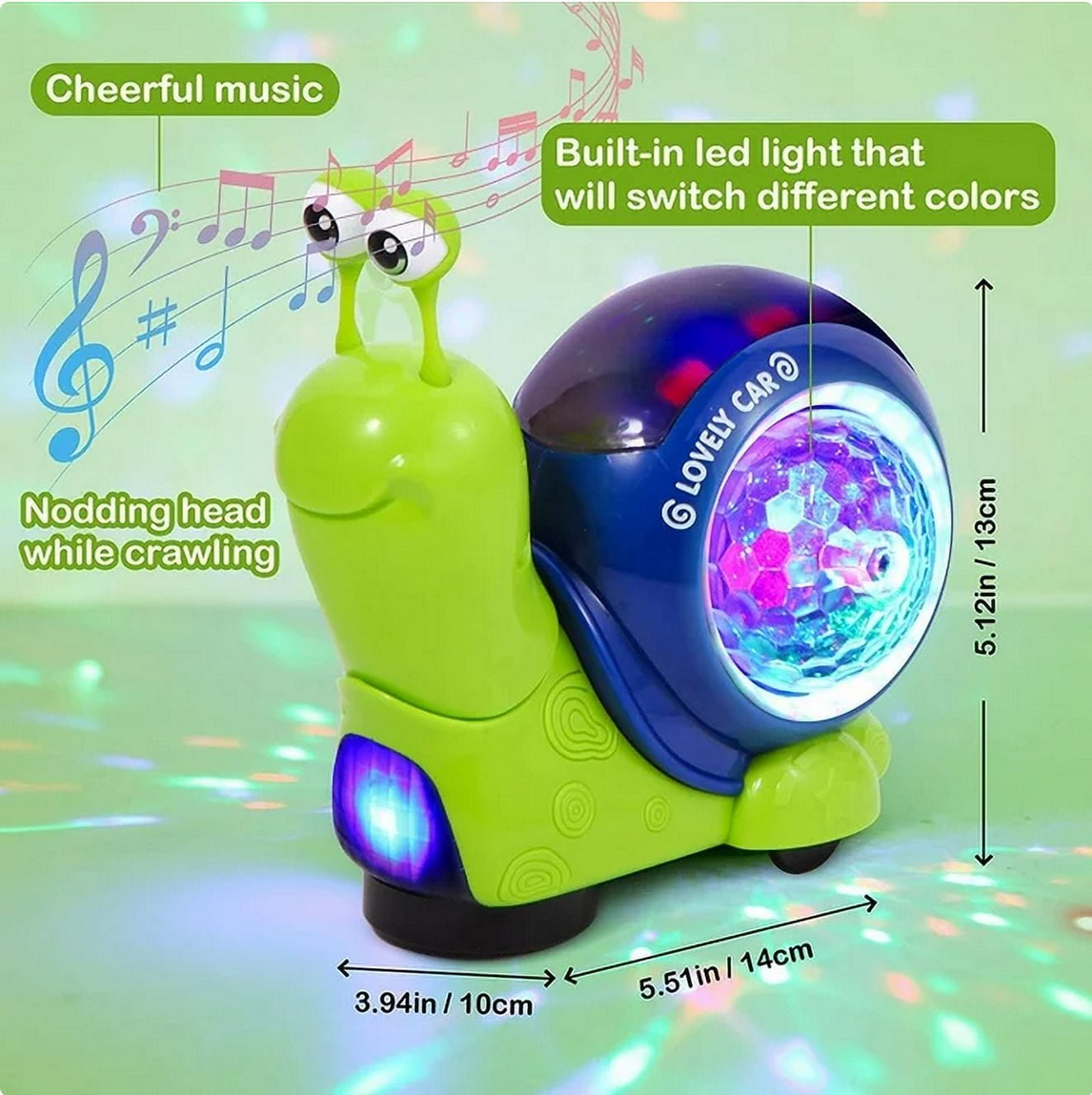 Luminous Snail Toy, 2024 New Electric Snail Toy Tummy Time Crawling ...