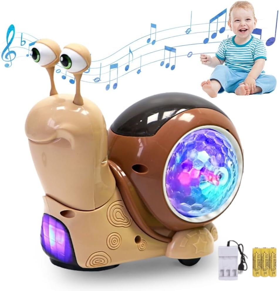 Luminous Snail Toy,2025 New Crawling Snail Toys,Cute Electric Tummy ...