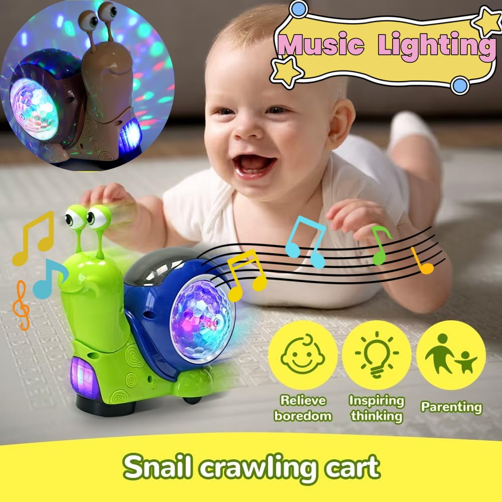 Luminous Snail Toy, 2025 New Electric Snail Toy Tummy Time Crawling ...