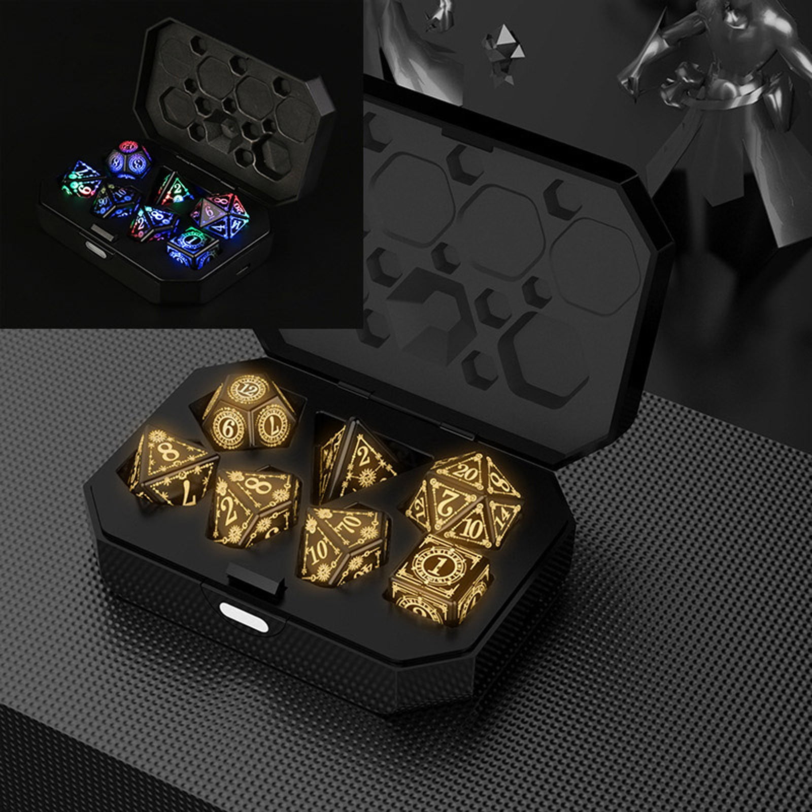 Luminous Snowflake Multi-Sided Electronic Dice Set: 7 Colorful Glowing ...