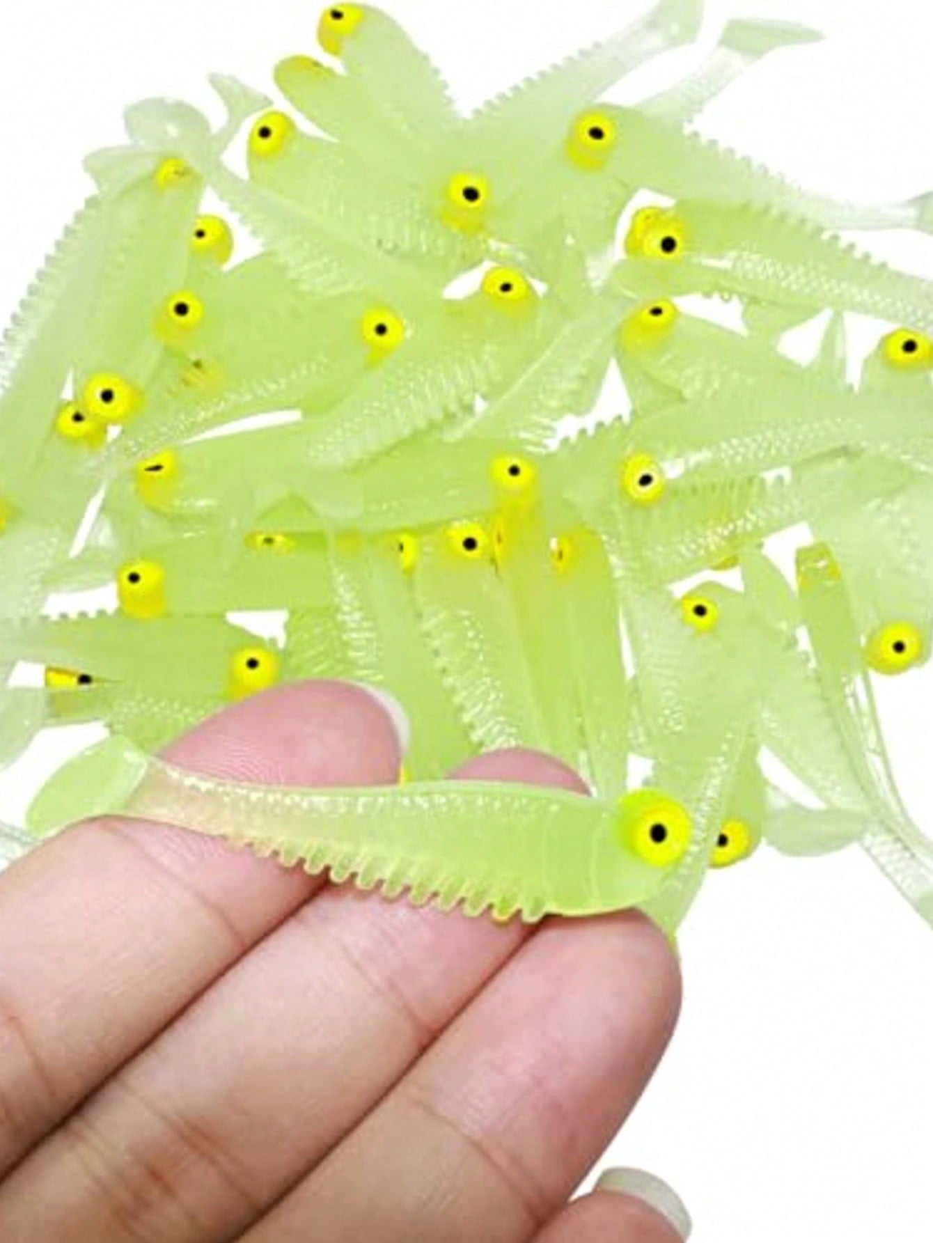 Luminous Soft Plastic Swimbaits, 50-Pack Mini Glow-in-the-Dark Fishing ...