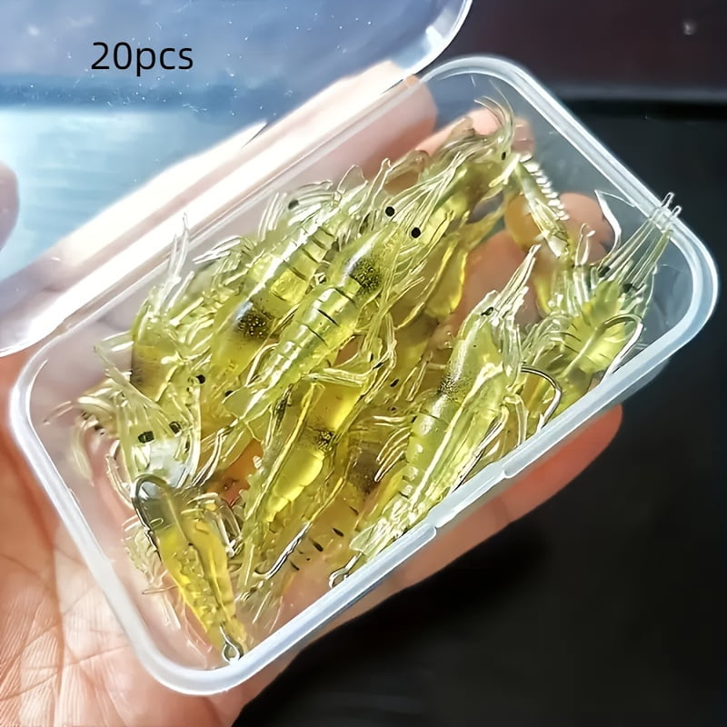 Luminous Soft Shrimp Fishing Lures Set - PVC Artificial Shrimp Bait with Sharp Hooks for ...