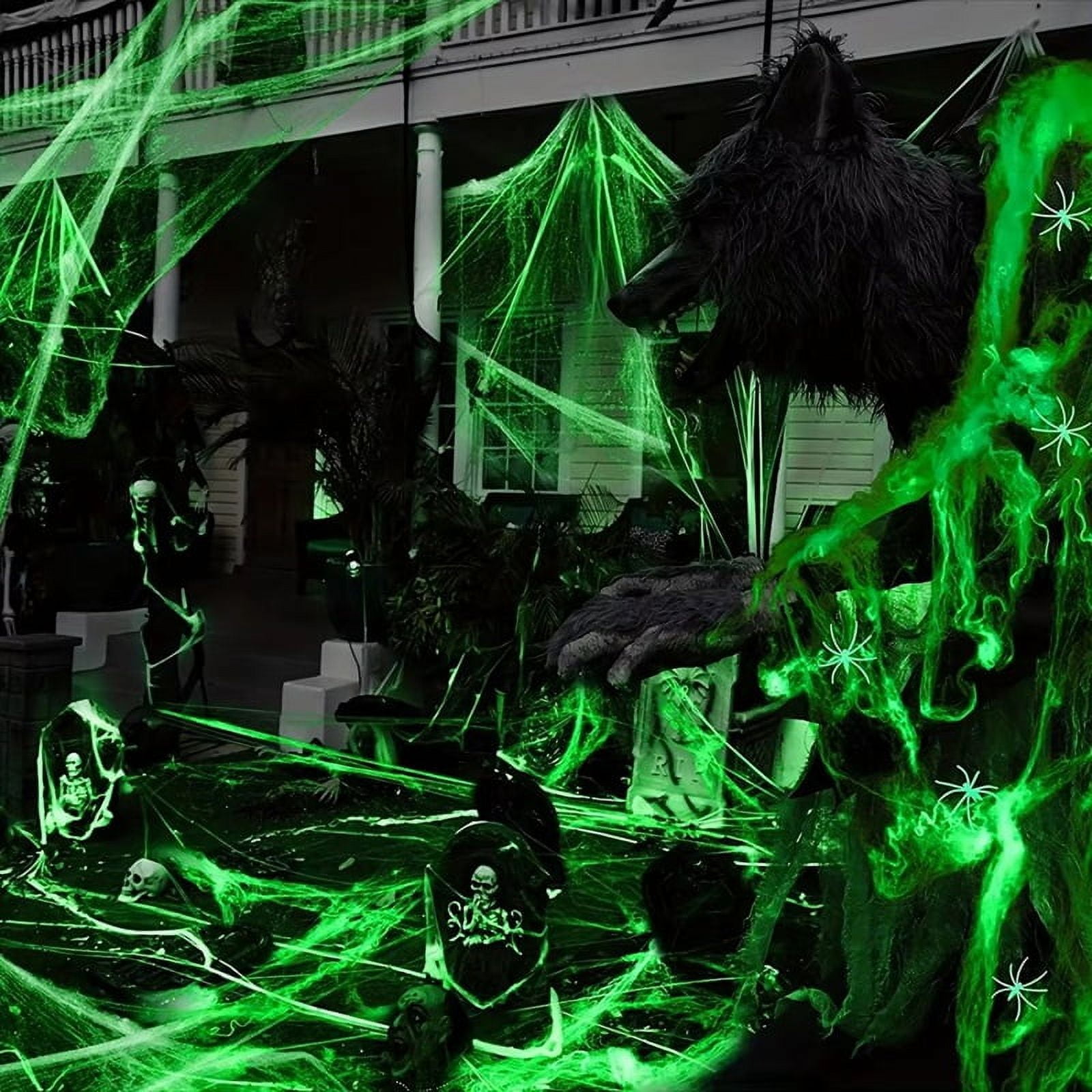 Luminous Spider Web Fake White Stretch Halloween Indoor Horror ...