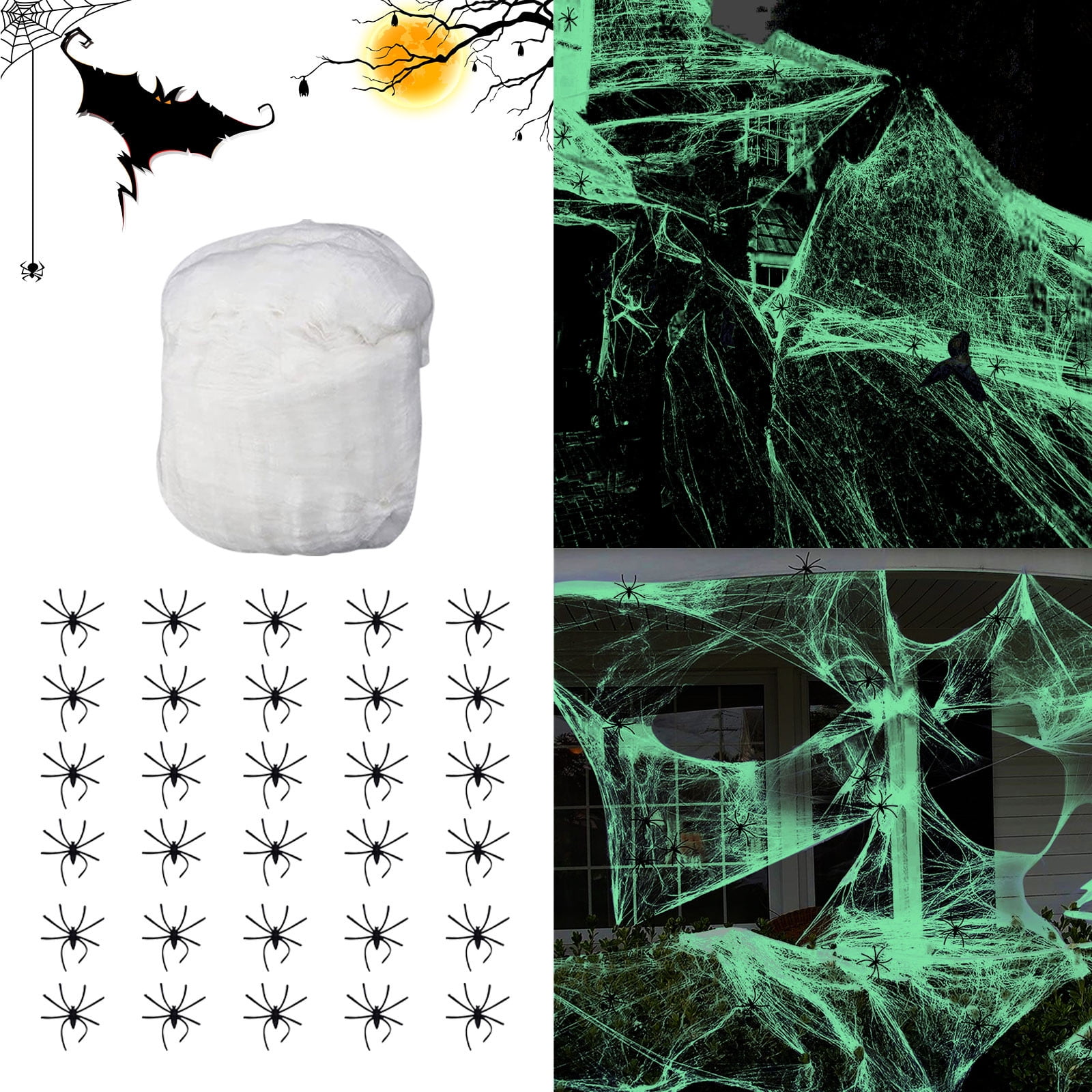 Luminous Spider Webs, Glow In The Dark Spider Webs Decorations, Stretch ...