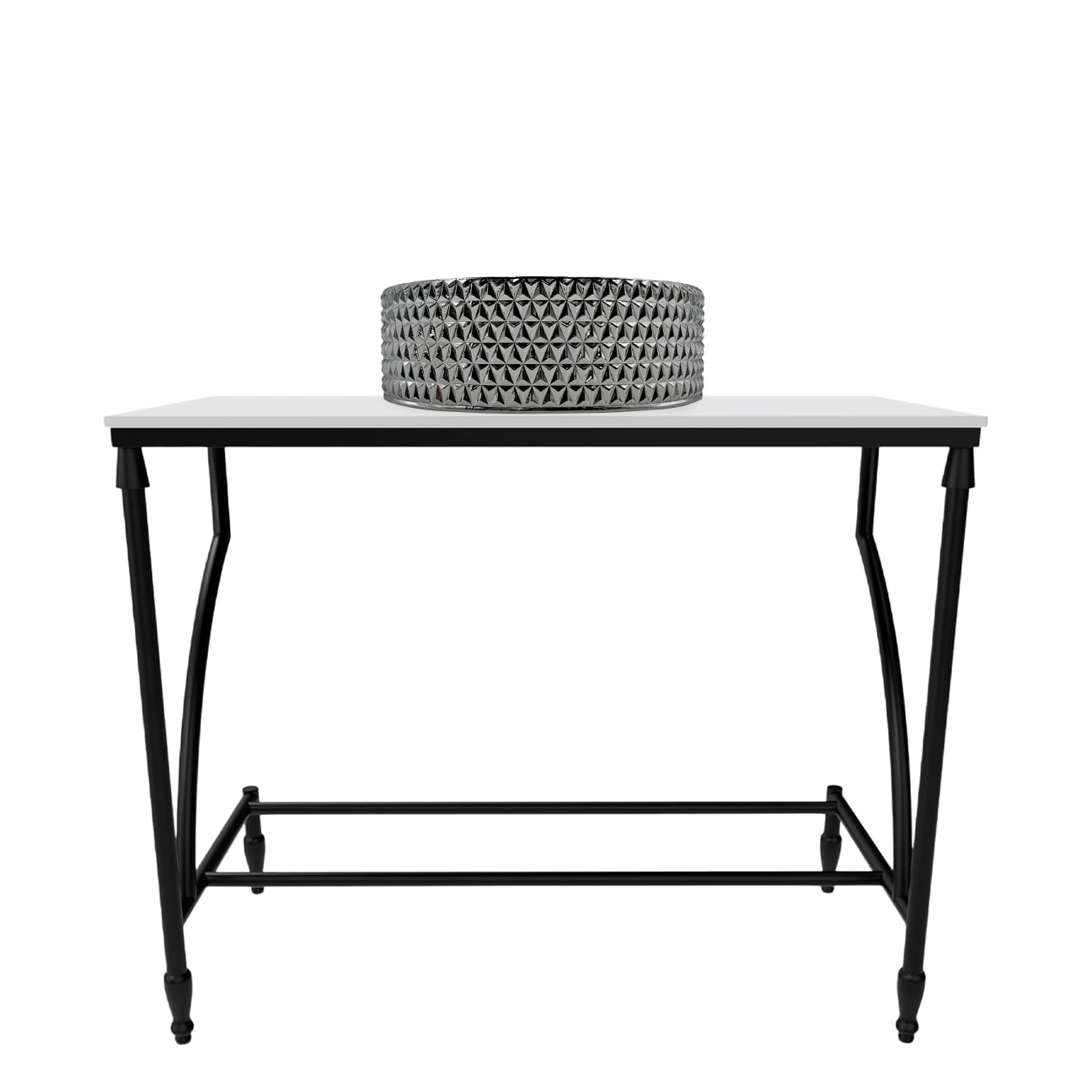 Luminous Stainless Steel Metal Vanity Set - Silver Glass Sink & Black ...