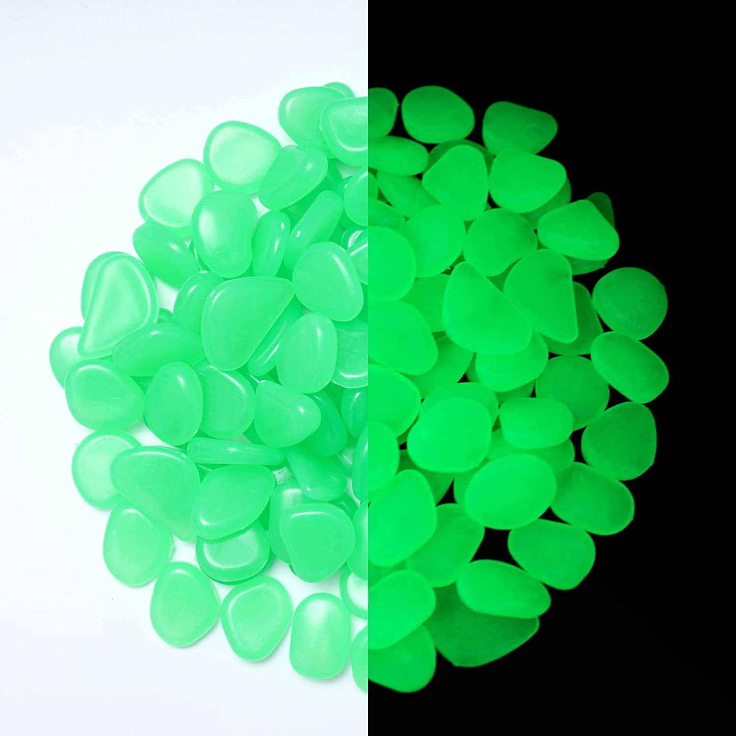 Luminous Stone, 300pcs Green Luminous Pebbles, Artificial Stones, for ...