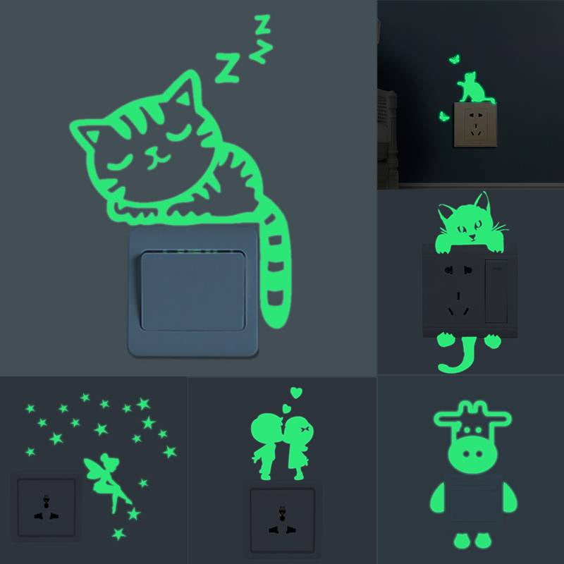 Luminous Switch Stickers Glow In The Dark Decorative Sticker Kids Room ...
