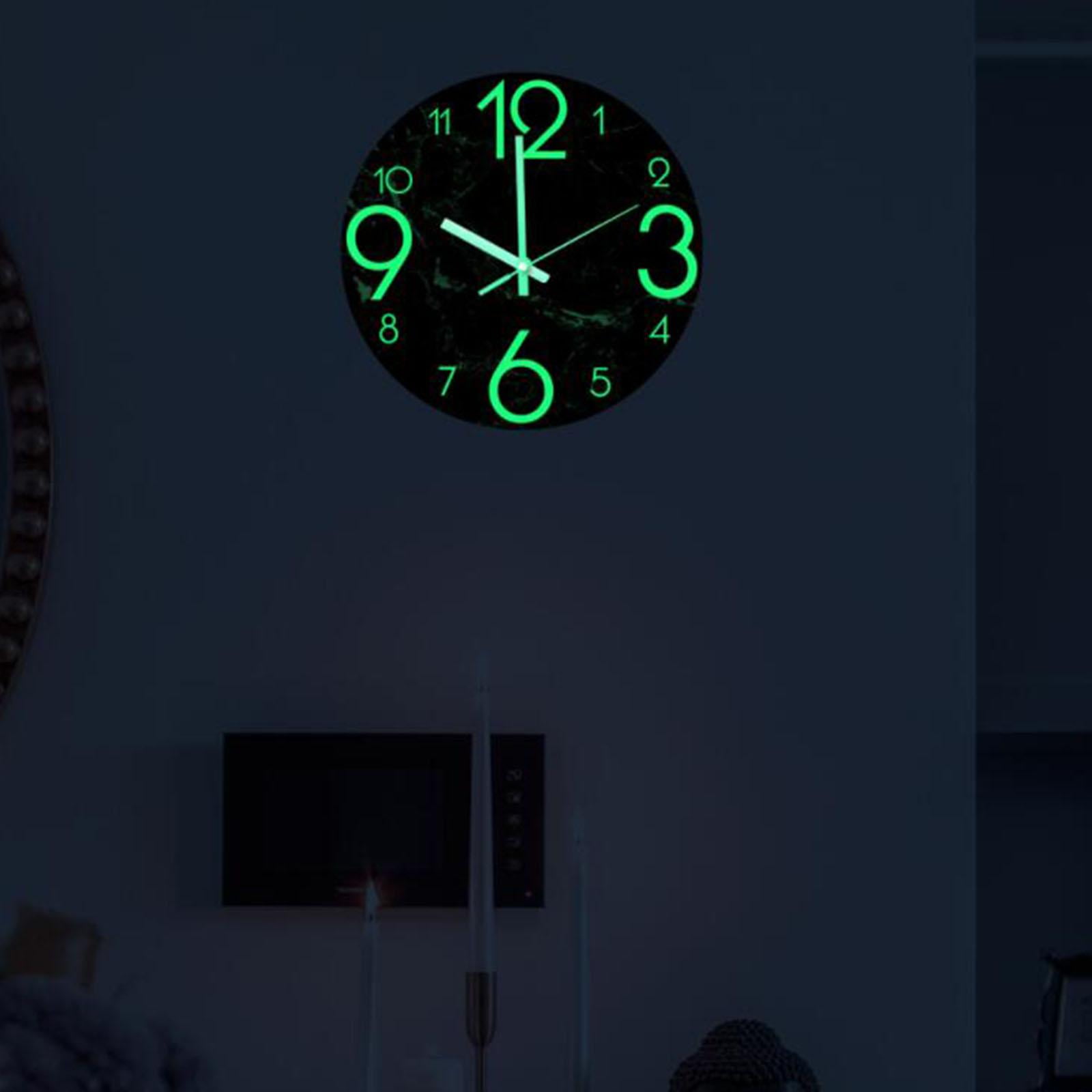 Luminous Wall Clocks ,''Non-Ticking" Silent Imitation Marble Three ...