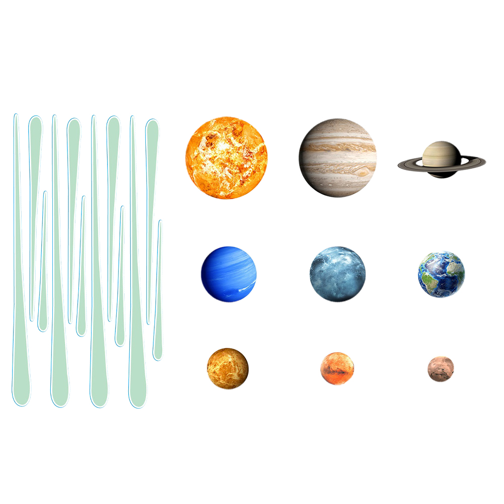 Luminous Wallpaper Nine Planets Design Wall Sticker Home Decoration For ...