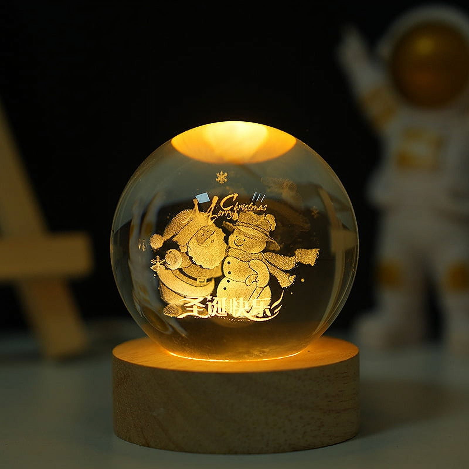 Luminous solar system crystal ball carved tabletop nightlight ...