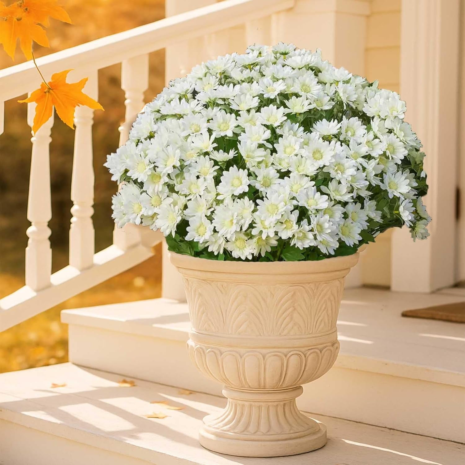 Luminousey Artificial Mums, Artificial Outdoor Sunset Mums Flowers - Uv ...