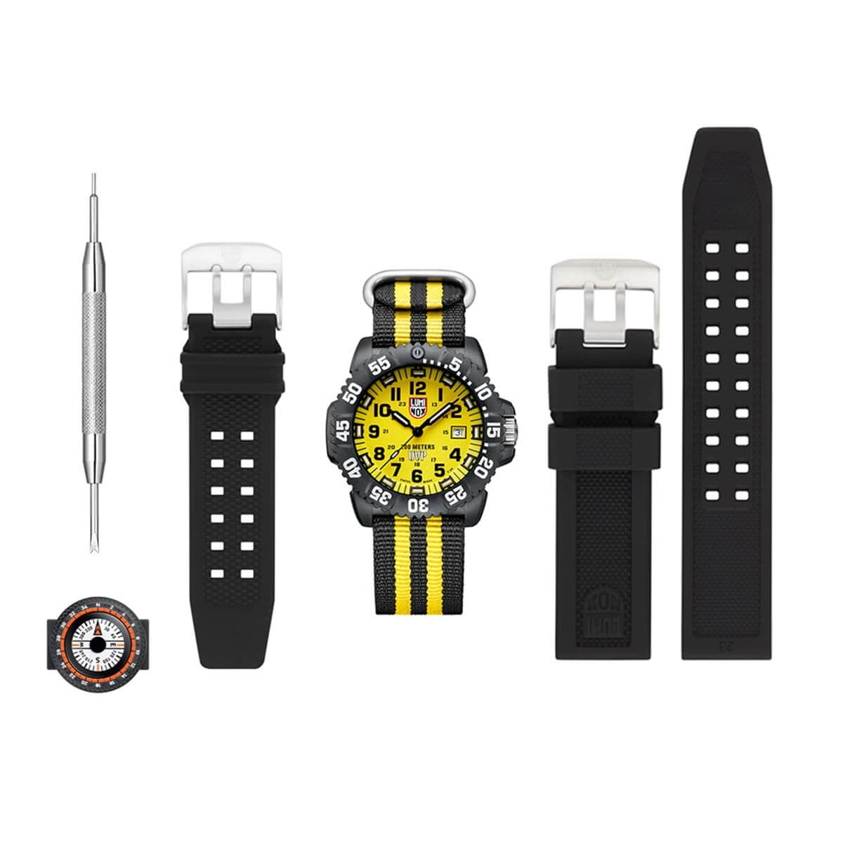 Luminox 3955.SES Men's Sea Navy Seal Yellow Dial Strap Watch Set ...