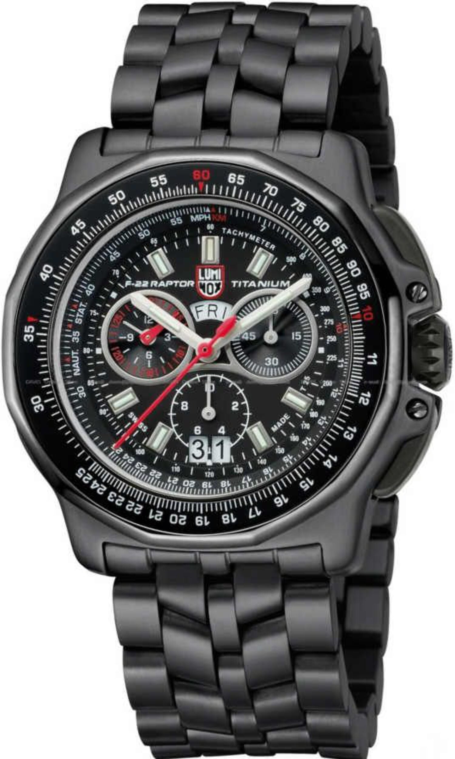 Luminox Men's Air F-22 Raptor 9270 Series, Grey Bracelet, Round Black ...