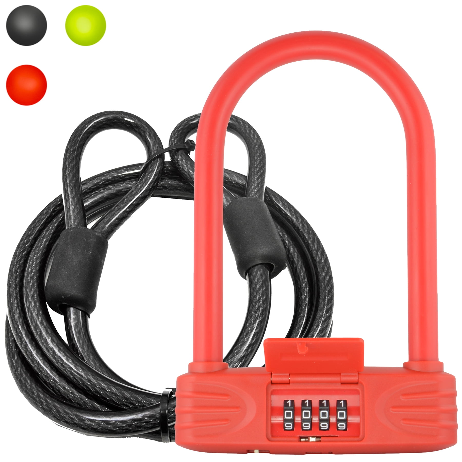 Lumintrail 16mm Heavy Duty 4-Digit Bicycle Bike Combination U-Lock With ...