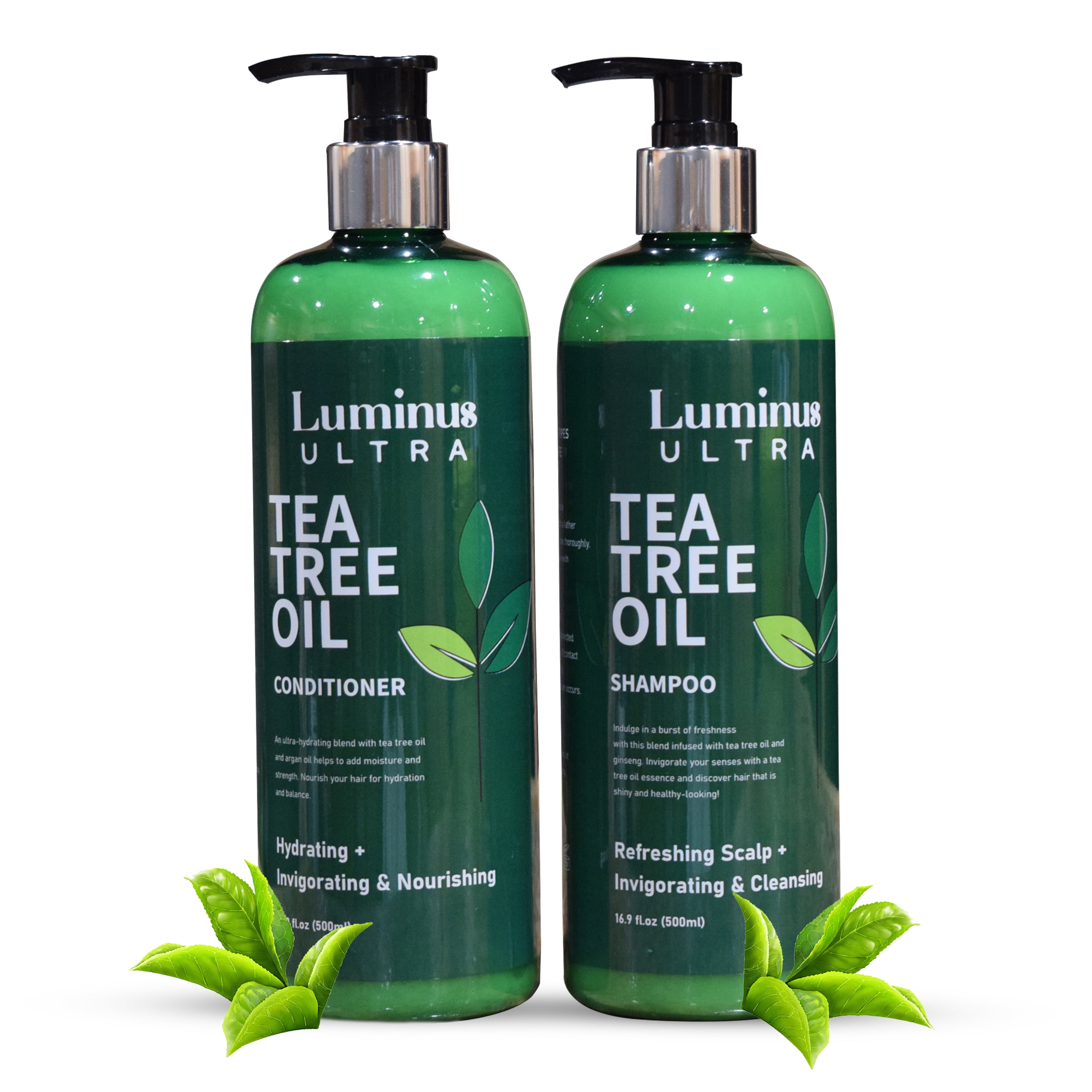Luminus Ultra Shampoo and Conditioner Set - 100% Pure Tea Tree Oil- 16 ...