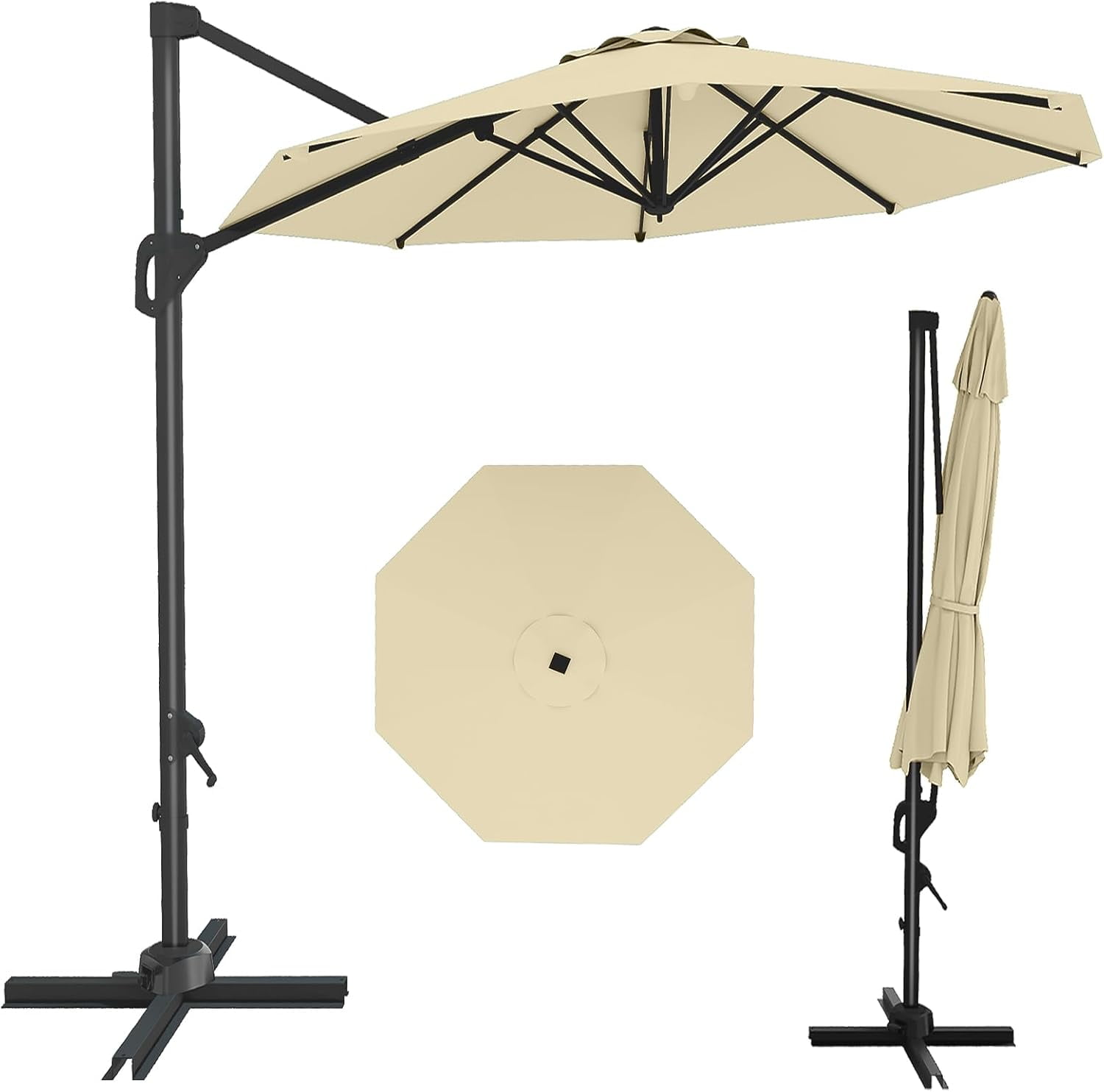 Lumiparty 10Ft Patio Cantilever Umbrella, Outdoor Offset Market ...