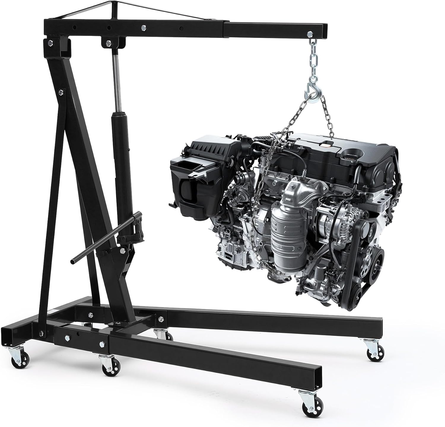 Lumiparty 2 Ton Engine Hoist with 6 Casters, Hydraulic Shop Crane ...