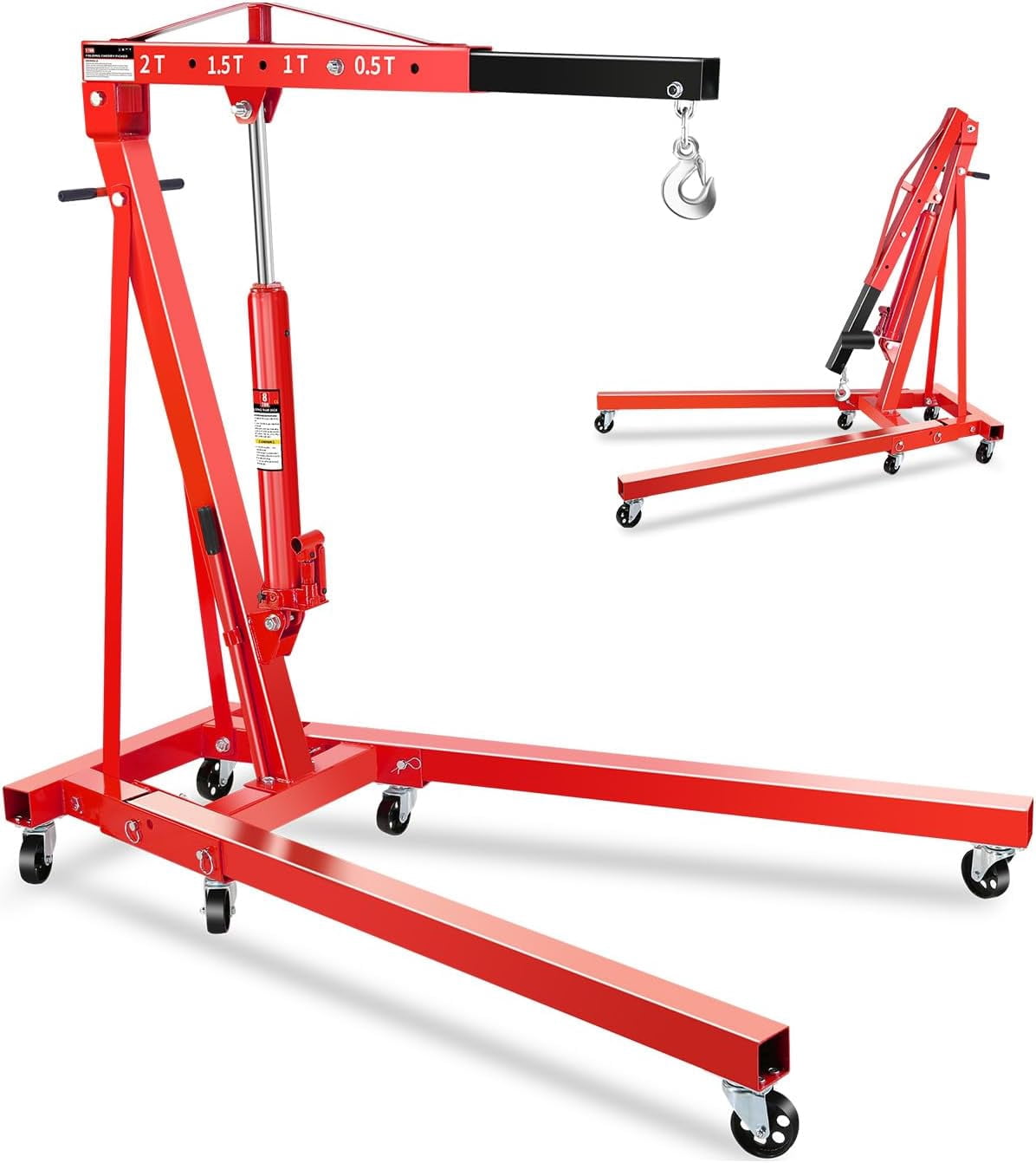 Lumiparty 2 Ton Folding Engine Hoist, 4400LB Hydraulic Cherry Picker ...