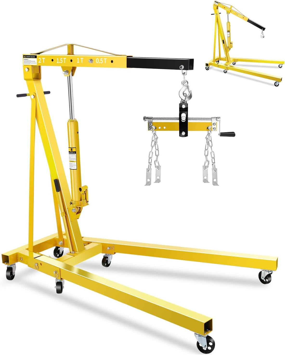 Lumiparty 2 Ton Folding Engine Hoist with Lever, 4400LB Hydraulic ...