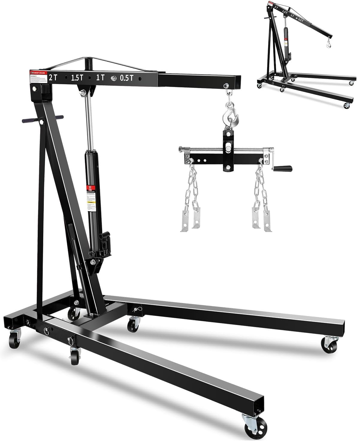 Lumiparty 2 Ton Folding Engine Hoist with Lever, 4400LB Hydraulic ...