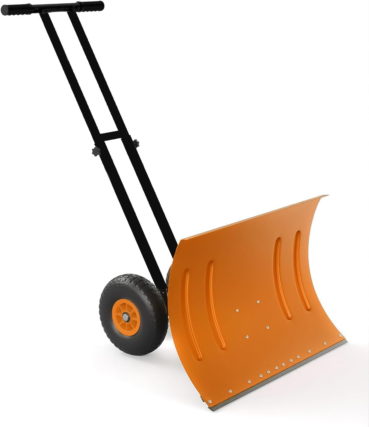 Lumiparty 29" Steel Snow Pusher Snow Shovel with Wheels, Snow Removal ...