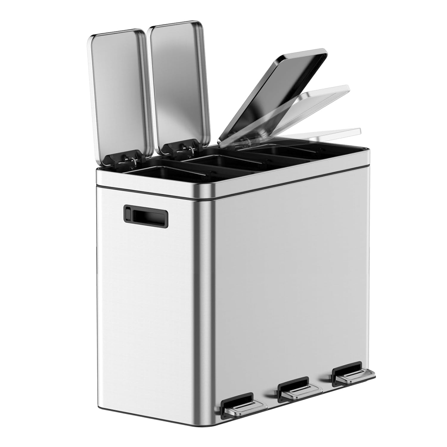 Lumiparty 3 Compartment Trash Can, 3 x 5..3 Gallon Dual Compartment ...