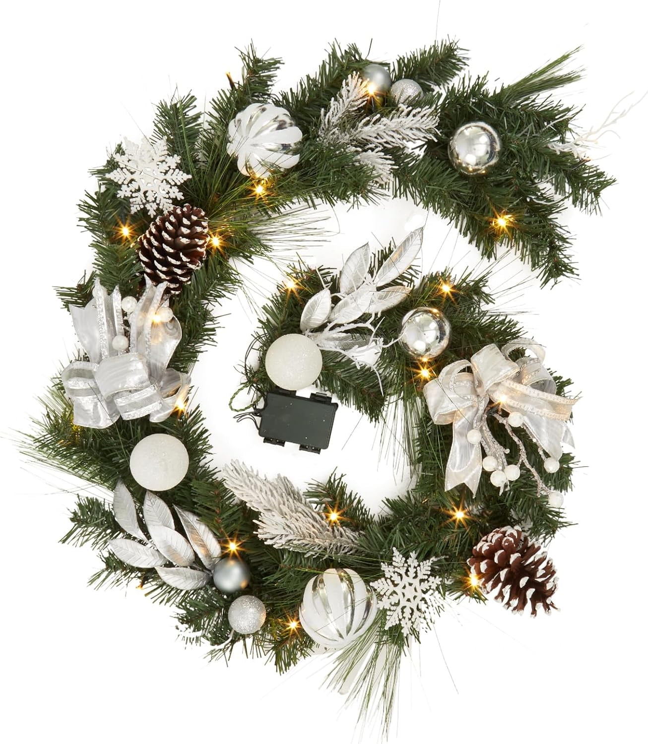 Lumiparty 6 Ft Pre-Lit Christmas Garland with 20 Led Lights, Xmas ...
