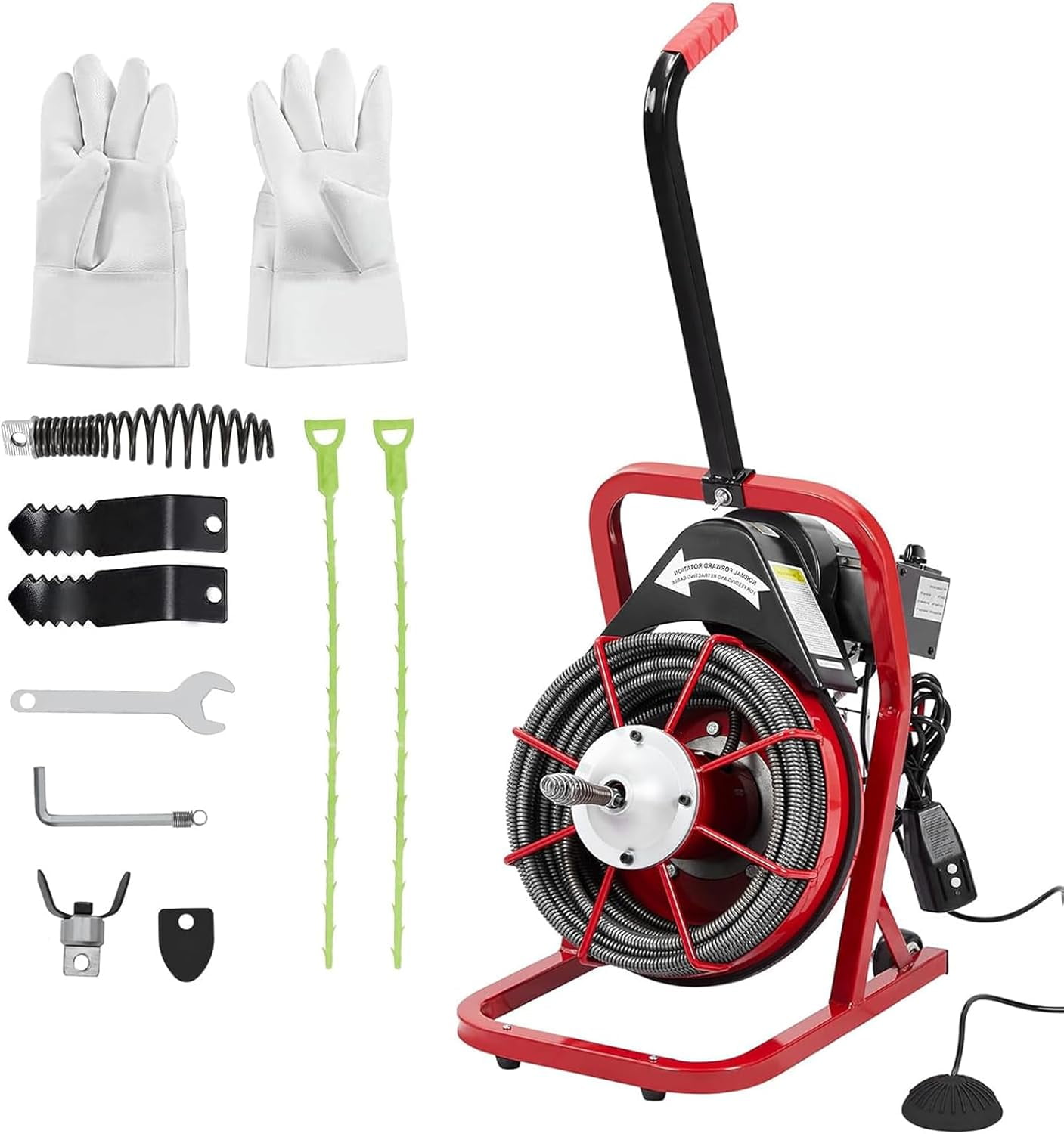 Lumiparty 75ft x 3/8" Electric Drain Cleaner, Auto Feed Drain Auger for ...