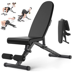 pooboo Foldable Adjustable Weight Bench, 800 LBS Capacity, Sturdy Steel ...