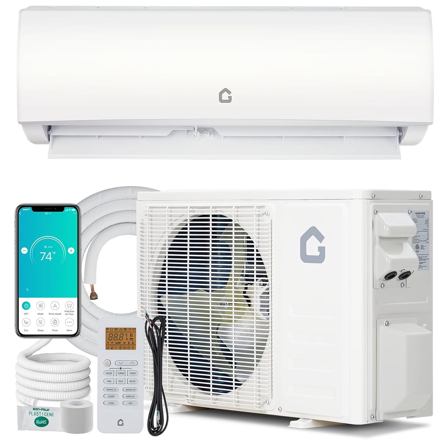 Lumiparty 9000 BTU Mini Split Air Conditioner & Heat Pump, 20 SEER2 ...