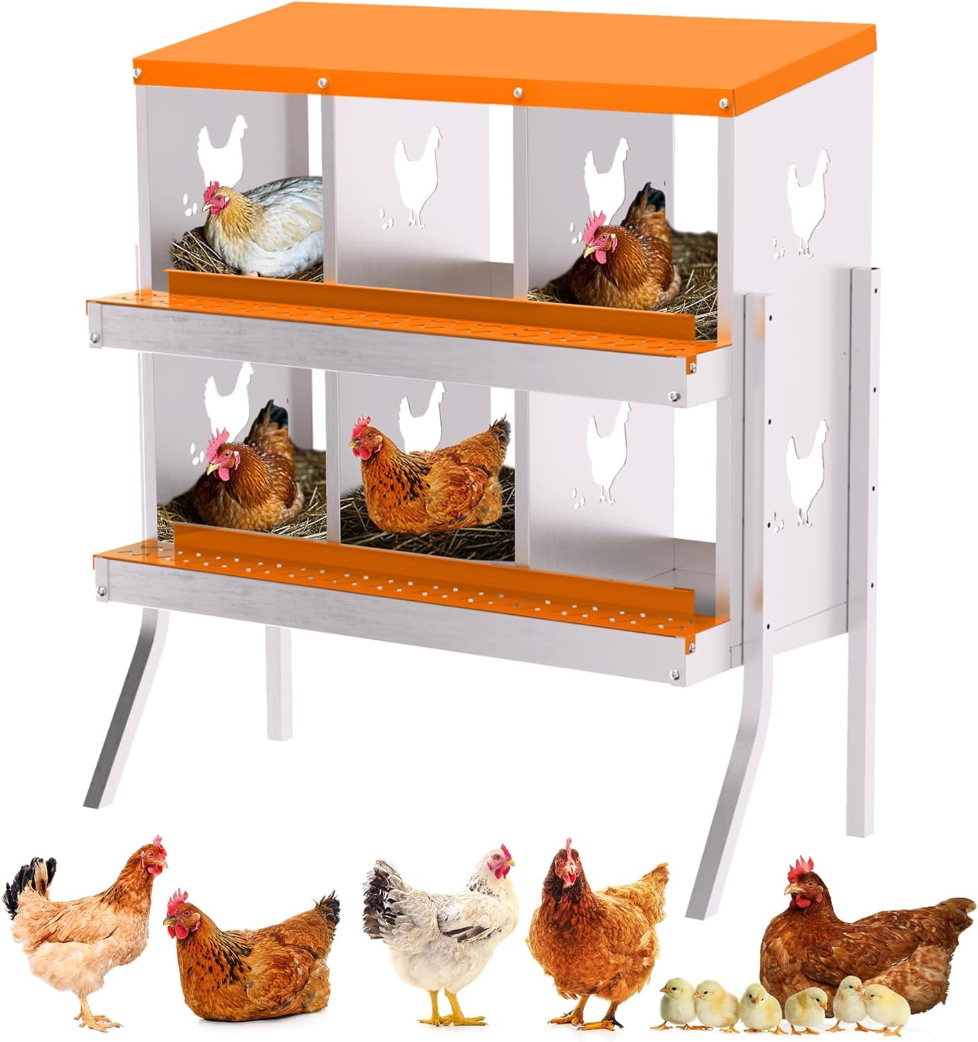 Lumiparty Chicken Nesting Box, 6 Compartment Chicken Laying Boxes with ...
