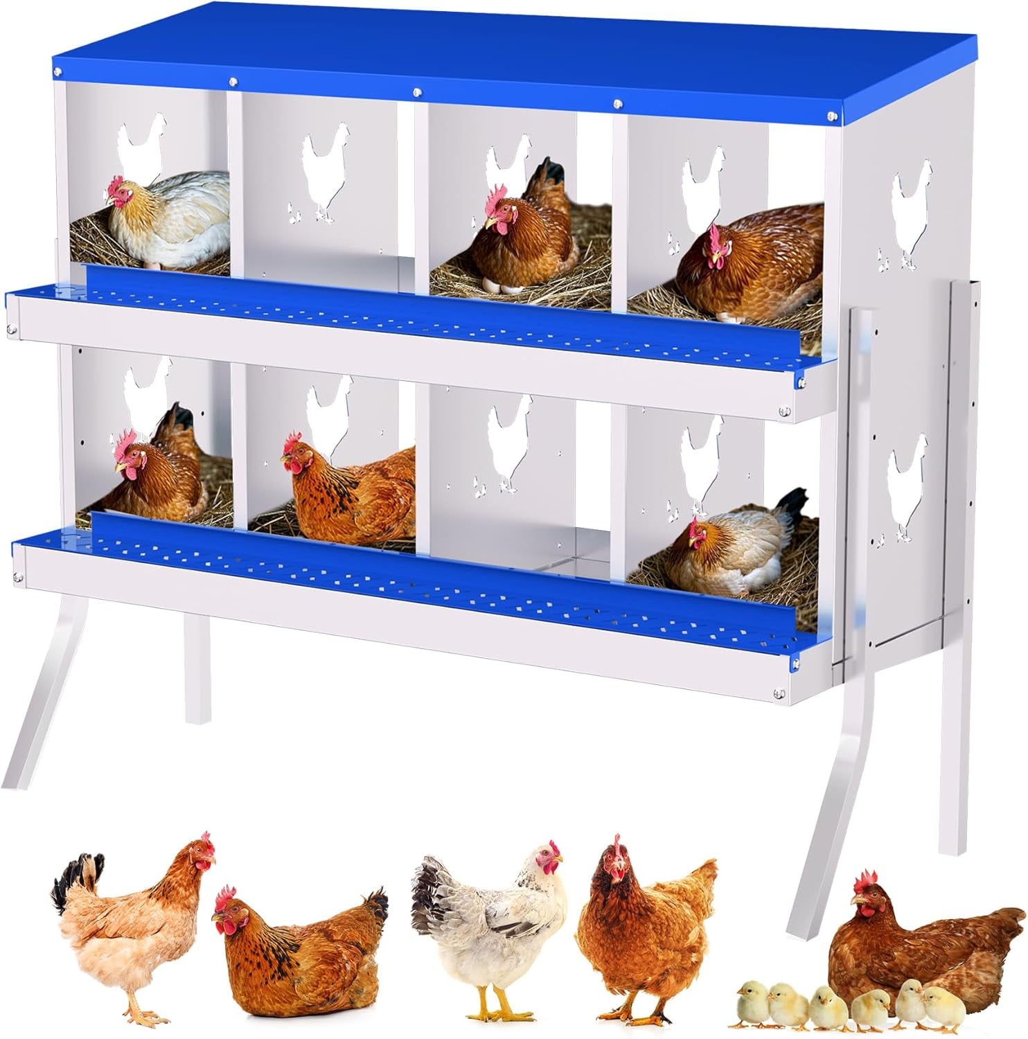 Lumiparty Chicken Nesting Box, 8 Compartment Chicken Laying Boxes with ...