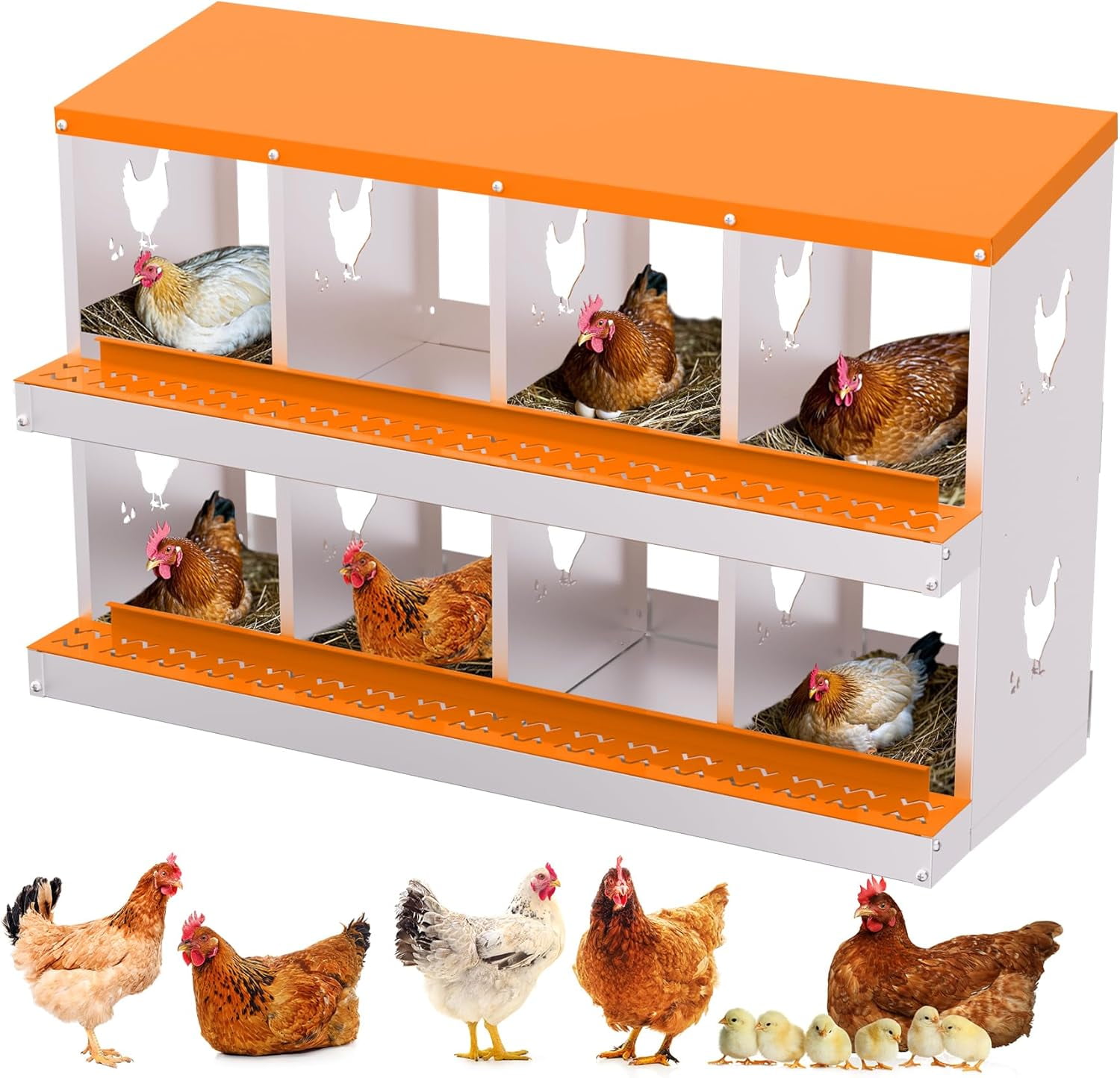 Lumiparty Chicken Nesting Box, 8 Compartment Chicken Laying Boxes ...