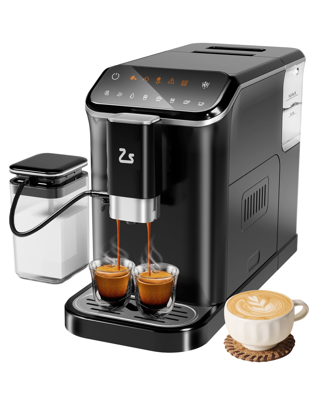 Lumiparty Fully Automatic Espresso Machine with Automatic Milk Frother ...