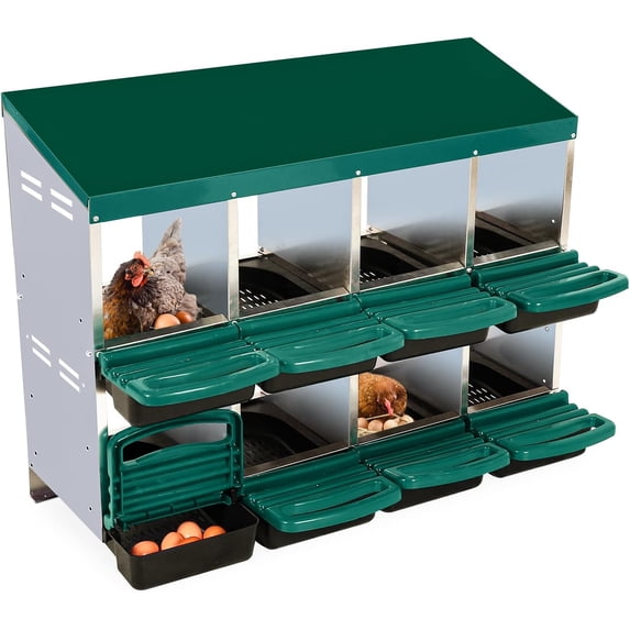 Lumiparty Metal Chicken Nesting Box, 8 Compartments 2 Layer Hen Nest ...