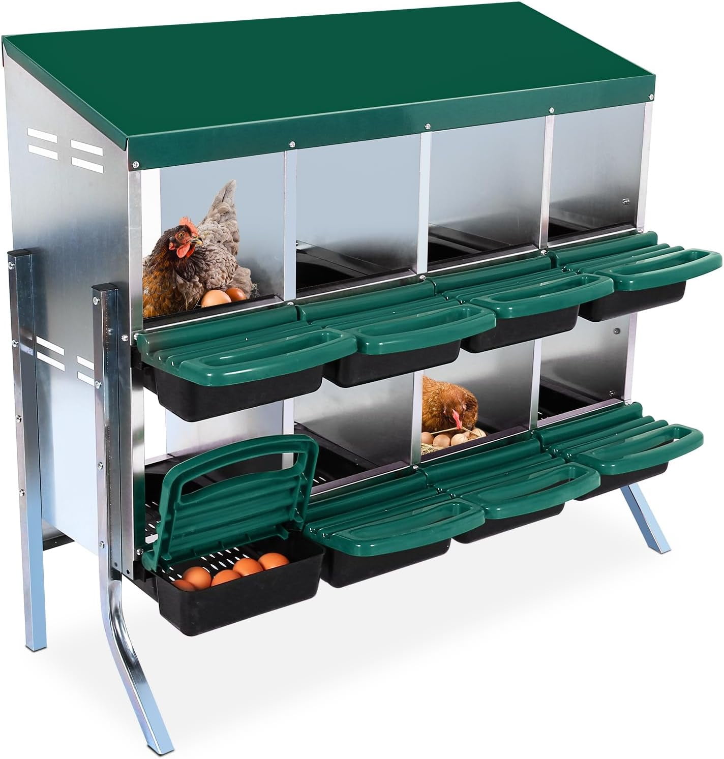 Lumiparty Metal Chicken Nesting Box, 8 Compartments Chicken Egg Laying ...
