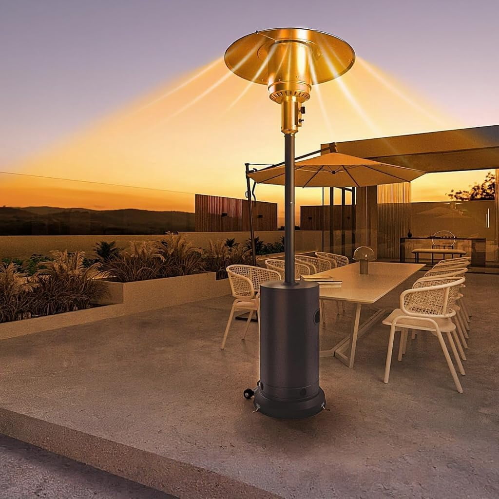 Lumiparty Outdoor Heater with Wheels and Cover, 48,000 BTU Patio ...