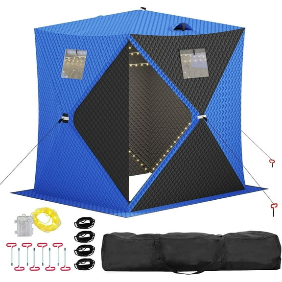 TEQIN Pop Up Ice Fishing Shelter, Portable Insulated Ice Fishing Tent ...