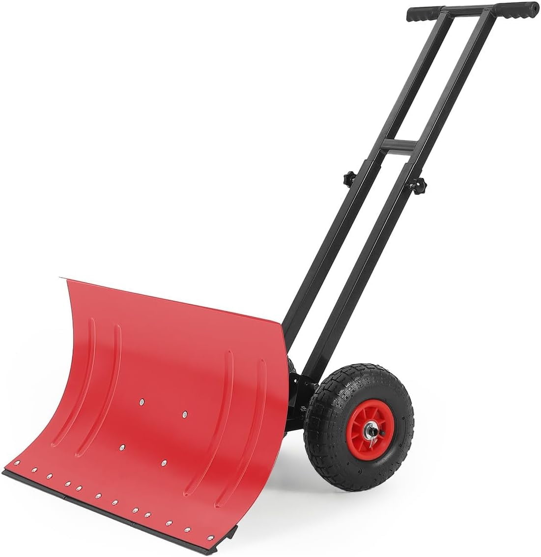 Lumiparty Snow Shovel with Wheels, Heavy Duty Double Rod Wheeled Snow ...