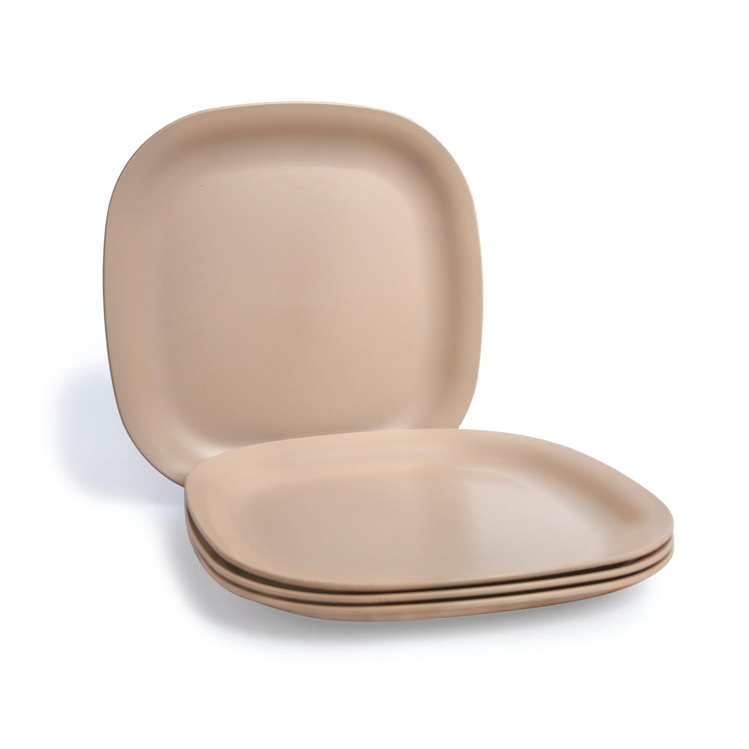 Lumiset Plastic Dinner Plates Set of 4 Square Plates in Elegant Beige ...