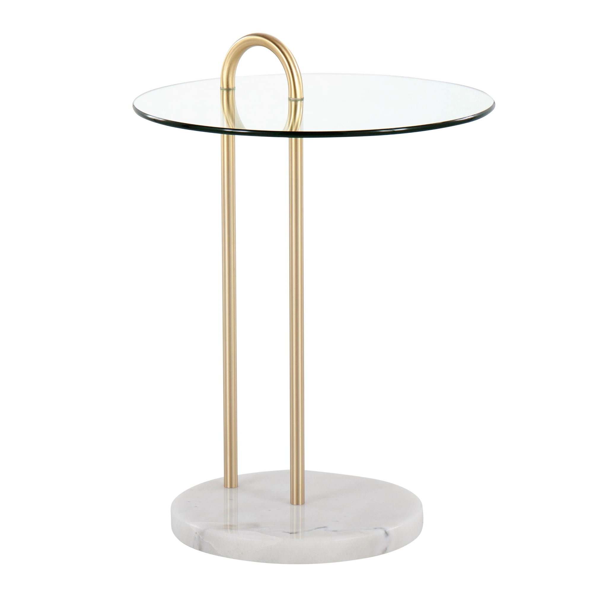 Lumisource Claire Contemporary/Glam Side Table in White Marble and Gold ...