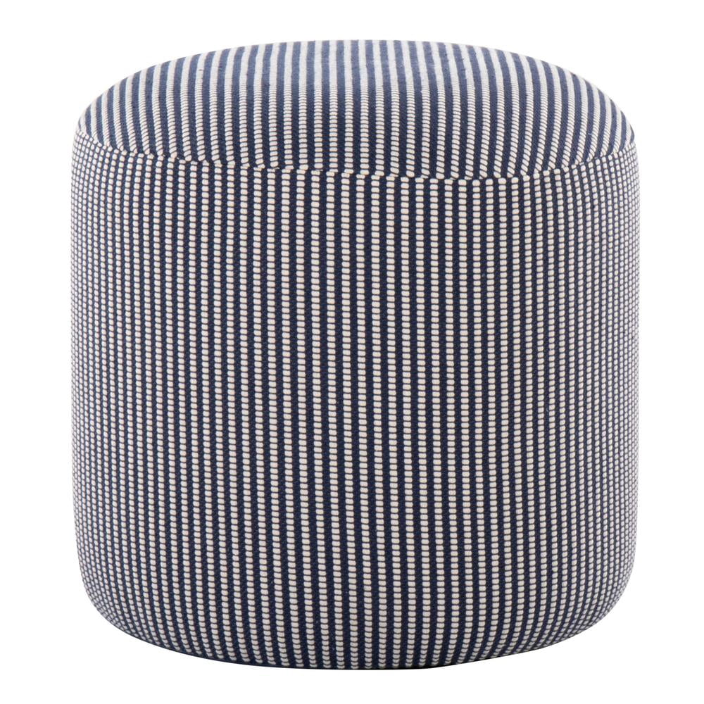 LumiSource Blue Fabric, White Fabric Round Pouf - Walmart.com